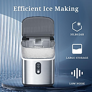 Antarctic Star Nugget Ice Maker Countertop - Chewable ice, Pebble Ice Maker Machine, 35lbs/24h, Auto-Cleaning Countertop Ice Machine, One Button Operation Ice Maker for Party/Home/Camping…