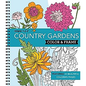 Color & Frame - Country Gardens (Adult Coloring Book)
