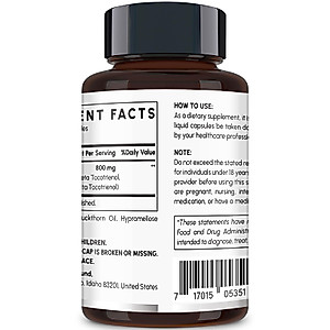 Kroppssund Tocotrienol Supplement Full Spectrum, Cutting-Edge Fusion Technology, Tocotrienol Vitamin E-Tocotrienols 800mg, Highest Absorption Rate - 60 Liquid-Filled Capsules