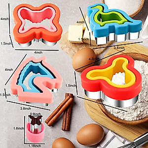 Sandwich Cutter and Sealer for Kids 10PCS Large Bread Sandwich Decruster Pancake Maker Cookies Fruits Vegetables Shaped Cutters for Lunch Bento Box Dinosuar Mickey Butterfly Unicorn Heart Star flower