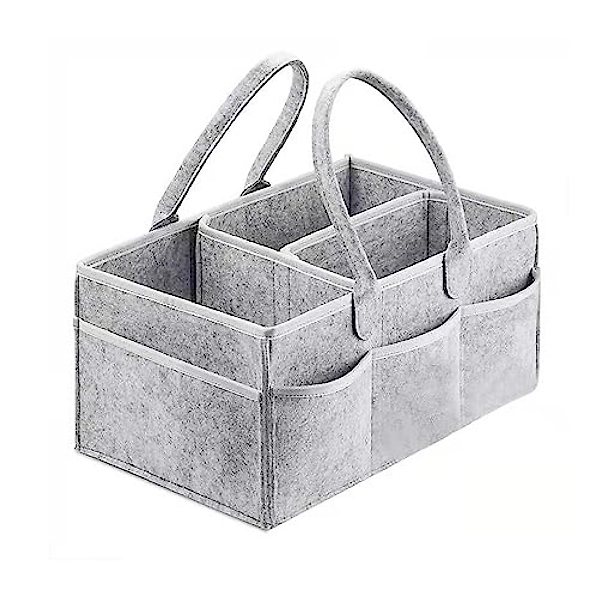 Baby Diaper Caddy Organize,Nursery Basket Set,Boys Girls Nursery Storage Bin,Large Nursery Holder Tote with Removable Compartments,Car Organizer for Diapers and Baby Wipes Newborn Essentials (Gray)