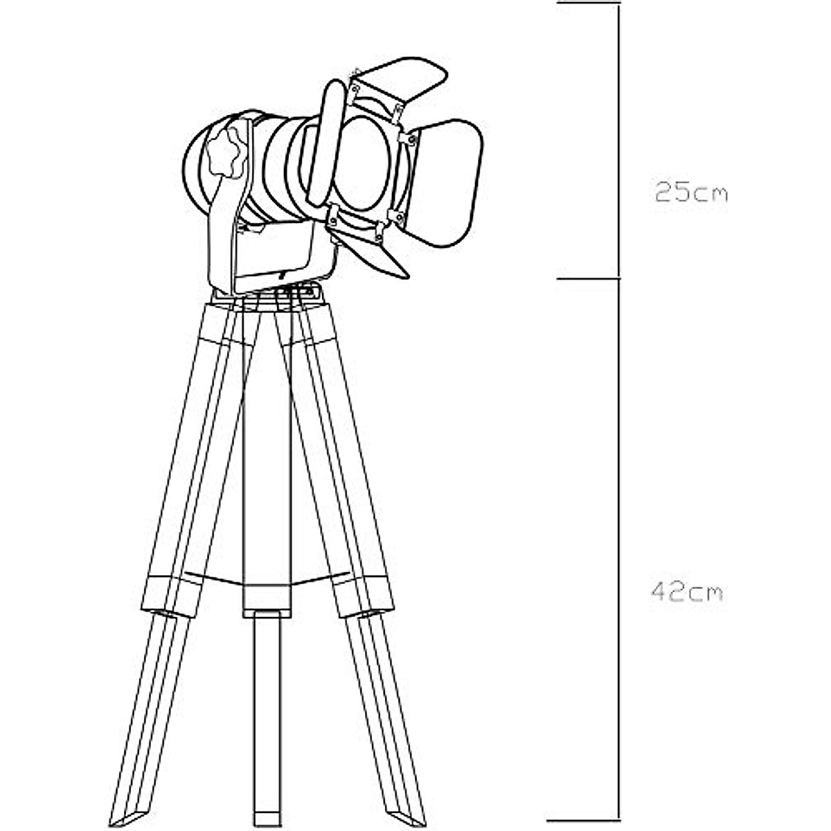 JUNOLUX Farmhouse Vintage Adjustable Cinema Tripod Wood Table Lamp - Nautical Industrial Black Retro Style Spotlights Searchlights Wooden Standing Lamp Cinema Movie Props-for Living Room Bedroom