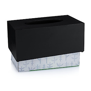 Essentra Home Rectangular Tissue Box Cover – Heavy Facial Tissue Box Cover with Modern Matte Black Finish – Matte Black Collection