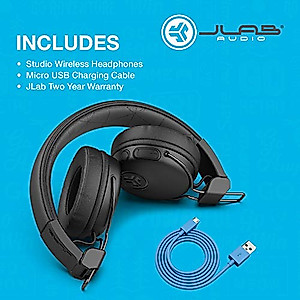 JLab Studio Bluetooth Wireless On-Ear Headphones | 30+ Hour Bluetooth 5 Playtime | EQ3 Sound | Ultra-Plush Faux Leather & Cloud Foam Cushions | Track and Volume Controls | Black