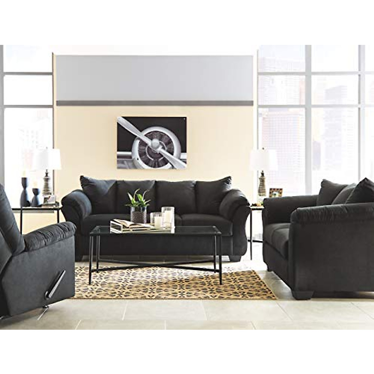 Signature Design by Ashley Darcy Classic Contemporary Sofa, Black