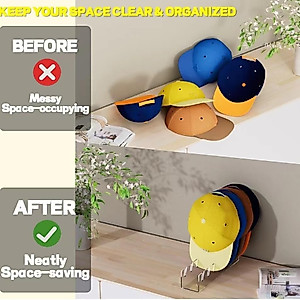 IsGlizoen 2 Pack Clear Hat Organizer, Acrylic Hat Stand, Hat Storage Rack for Ball Cap, Golf Cap, Trucker Hat, No Install, Can Store 14 Hats, for Bedroom, Closet, Office, Dresser (Clear)