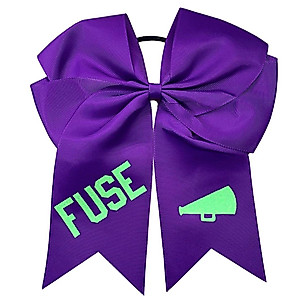 Design Your Own CUSTOM Jumbo Elastic Ponytail CHEER BOW with Your Team or School Colors Glitter Font! Great for Competitions 7.5 Inches Long From Funny Girl Designs