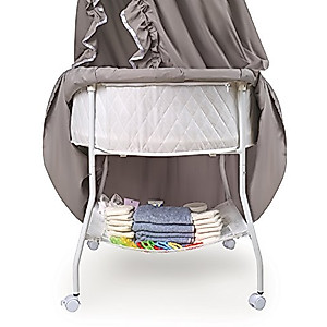Empress Round Baby Bassinet with Bedding, Pad, and Storage