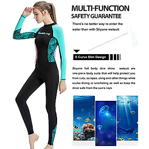Dive Skins Full Body Swimsuit Wetsuit Scuba Rash Guard Diving Suit for Women Men Adult, Long Sleeve Swimwear One Piece UV Protection Quick Dry Sunsuit for Surfing Snorkeling Kayaking (Black, L)