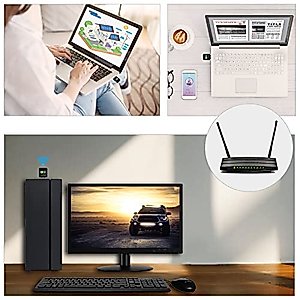 USB WiFi Adapter, 600Mbps Mini Wireless WiFi Network Adapters for Desktop Computer/Notebook PC, Dual Band 5G+2.4G WiFi Dongle Laptop External Network Card for Windows 11/10/8/XP etc, No Need CD Drive