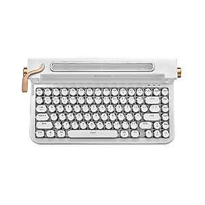 FINEDAY Keyboard 3.0, Blue Switch, Retro Mechanical Keyboard, Typewriter Designed, Bluetooth 5.0 & USB up to 4 Devices, for Desktop PC/Laptop Mac/Phone (83 ABS Keycap - White)