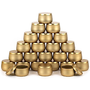 SONVIIBOX 8oz Gold Candle Tins for Making Candles 24 Pack - Candle Jars 8 oz Tin Bulk Candle Jars with Lids for Candle Making (Gold)