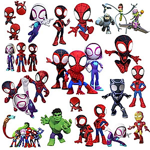Spiderman and His Amazing Friends Wall Decals Stickers Peel and Stick Cartoon Wall Decals for Boys Room Removable Wall Art Mural Decor for Baby Girls Kids Nursery Bedroom