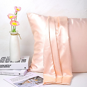 6 Pieces Silk Cap Silk Pillowcase Set, Silk Sleeping Bonnet Silk Hair Wrap Silk Pillow Cases Silk Hair Scrunchies Silk Hair Ties Elastic Silk Ponytail Holders for Women Girls (Rose Gold, Pink)