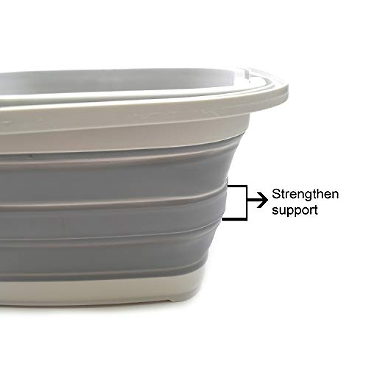 SAMMART Collapsible Rectangular Handy Basket / Bucket (15L Rectangular, Dark Grey (Set of 2))