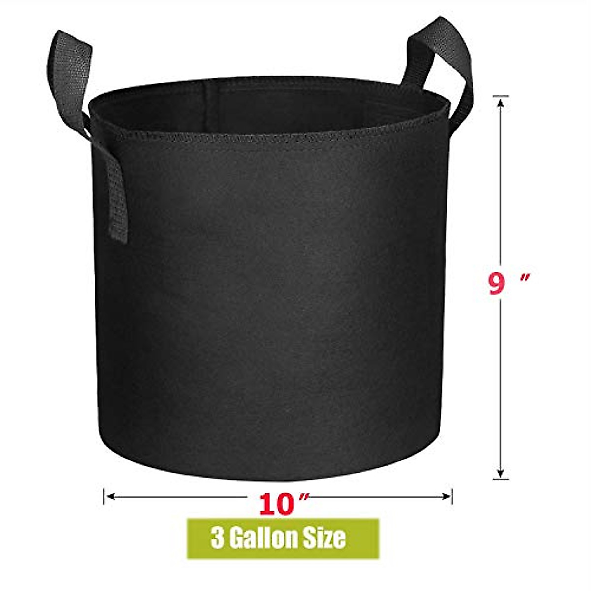 Cavisoo 24-Pack 3 Gallon Grow Bags, Heavy Duty Thickened Non-Woven Plant Fabric Pots with Reinforced Handles