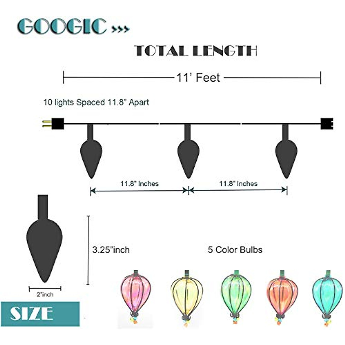 11FT String Lights with 10 Bulbs Backyard Patio Lights String Lights,Hanging Indoor/Outdoor String Lights for Bistro Tents Market Cafe Gazebo Porch Letters Party Deco