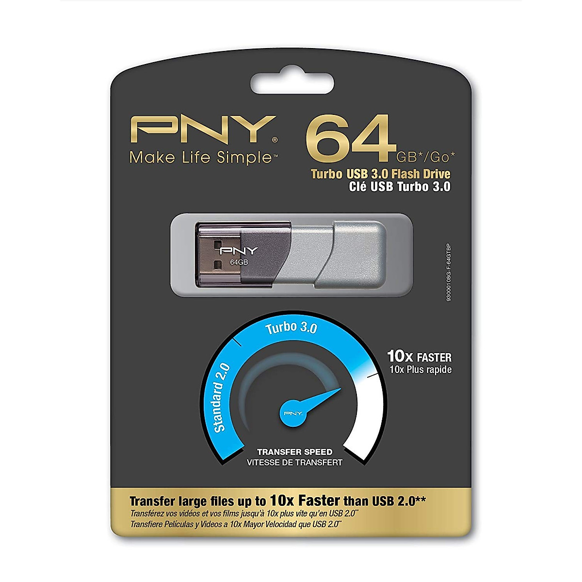PNY 64GB USB 3.0 Flash Drive Elite Turbo Attache 3 (Five Pack) Model P-FD64GTBOP-GE Bundle with (2) Everything But Stromboli Lanyard
