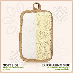 Almooni Premium Egyptian Exfoliating Loofah Pad Body Scrubber - Rectangular loofa Shape - Made with Natural Egyptian Shower lufa Sponge That Gets You Clean, Not Just Spreading Soap (2 Pack)