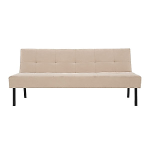 Panana Convertible Sofa Bed, Small Couch Sleeper Linen Upholstered Home Recliner Reclinening Daybed Guest Bed Couch for Living Room Apartment Dorm Bonus Room (Without Drinks Holder, Beige)