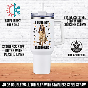 Dog Mom 40 oz Insulated Tumbler with Handle and Straw - Travel Coffee Mug for Women, Dog Lover Gifts (Bloodhound Gifts)