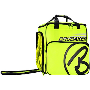 BRUBAKER Combo Set XC Touring Champion - Cross-Country Ski Bag and Ski Boot Bag for 1 Pair of Skis + Poles + Boots + Helmet -Neon Yellow/Black - 82 3/4 Inches / 210 Cm