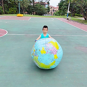 Keesoon-36 Inch Giant Geographic Globe, Inflatable Globe, PVC Educational Game World Map Globe, Diameter 90cm
