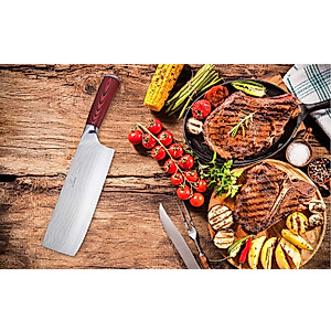 Jasni Chef Knife Professional High Carbon VG10 Damascus Steel Nakiri Knives Japanese 7 Inch Kitchen Knife, Fruit and Vegetable Chefs Knife, Ultra Sharp 67-Layer Forged Blade Knife