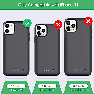 AONIMI Battery Case for iPhone 11, Newest [6800mAh] Portable Charging Case Rechargeable External Battery Pack Protective Extended Battery Backup Charger Case for iPhone 11 (6.1 inch) Black