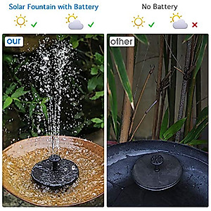 AISITIN 5.5W Solar Fountain Pump Built-in 1500mAh Battery, Solar Bird Bath Fountain with 6 Nozzles, Solar Floating Water Fountain Pump for Bird Bath, Fish Tank, Pond, Garden and Outdoor