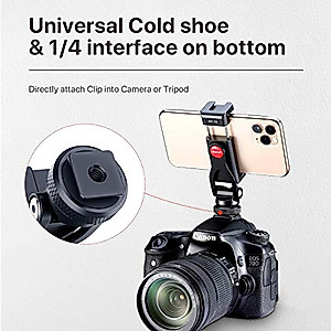 Camera Phone Mount Tripod Holder - ULANZI ST-10 Metal Dual Cold Shoe Smartphone Vlog Holder DSLR Hot Shoe Phone Mount for iPhone Cell Phone Vlog Photograph