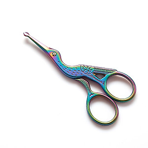 YJSStriving Nose Hair Scissors Rounded Tip Facial Hair Scissors Blunt Tip Scissors for Eyebrows Facial Hair, Nose Hair, Mustache, Eyelashes, Beard Trimming (Rainbow)