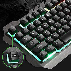 Wired Gaming Keyboard Mouse Combo Set,Colorful LED Backlit Desktop Computer Gaming Keyboad,Lighted Laptop Gaming Mouse Keyboard kit