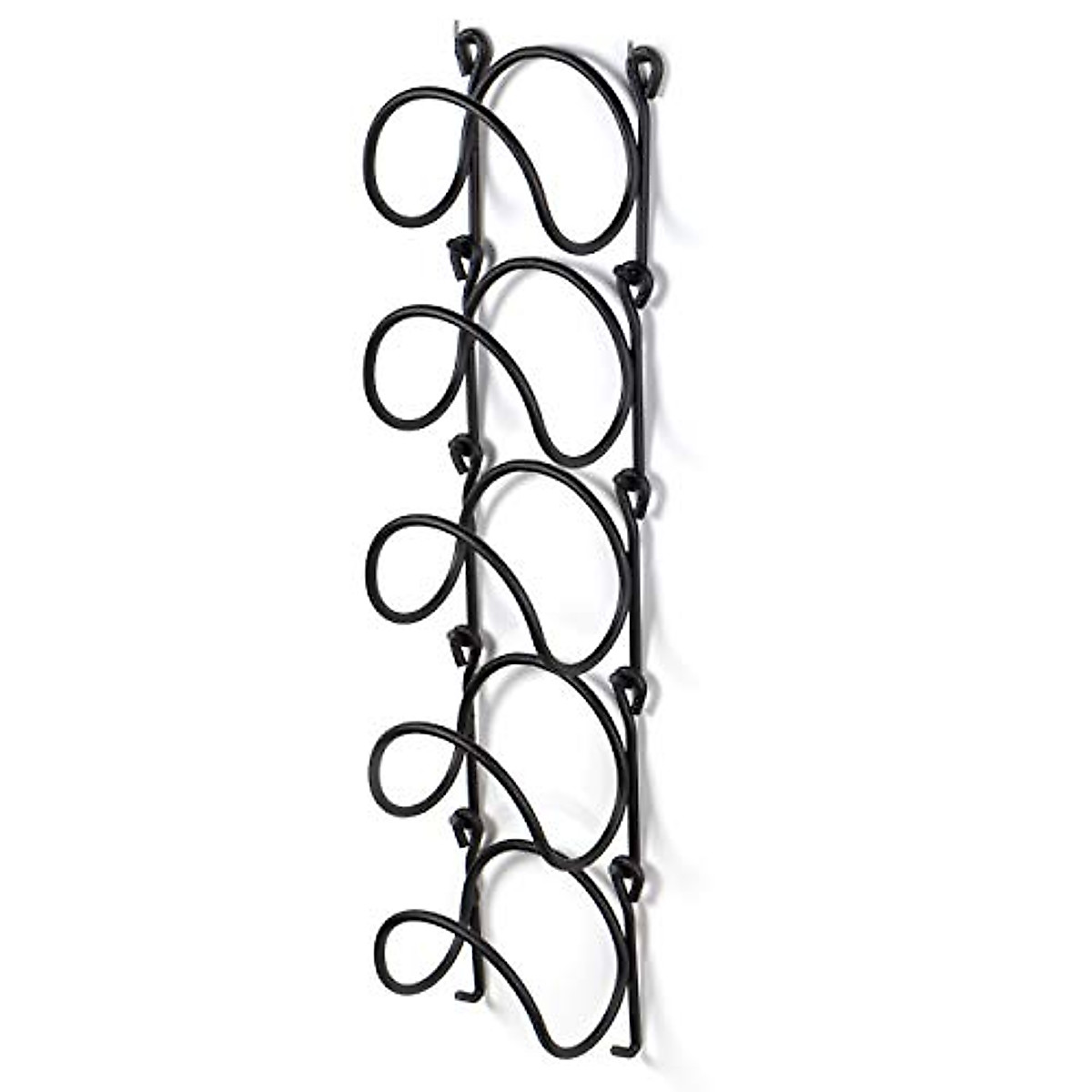 Wallniture Boto Wrought Iron Metal Towel Rack for Bathroom Wall Decor, Curved Finish Bathroom Organizer Set of 5, Black