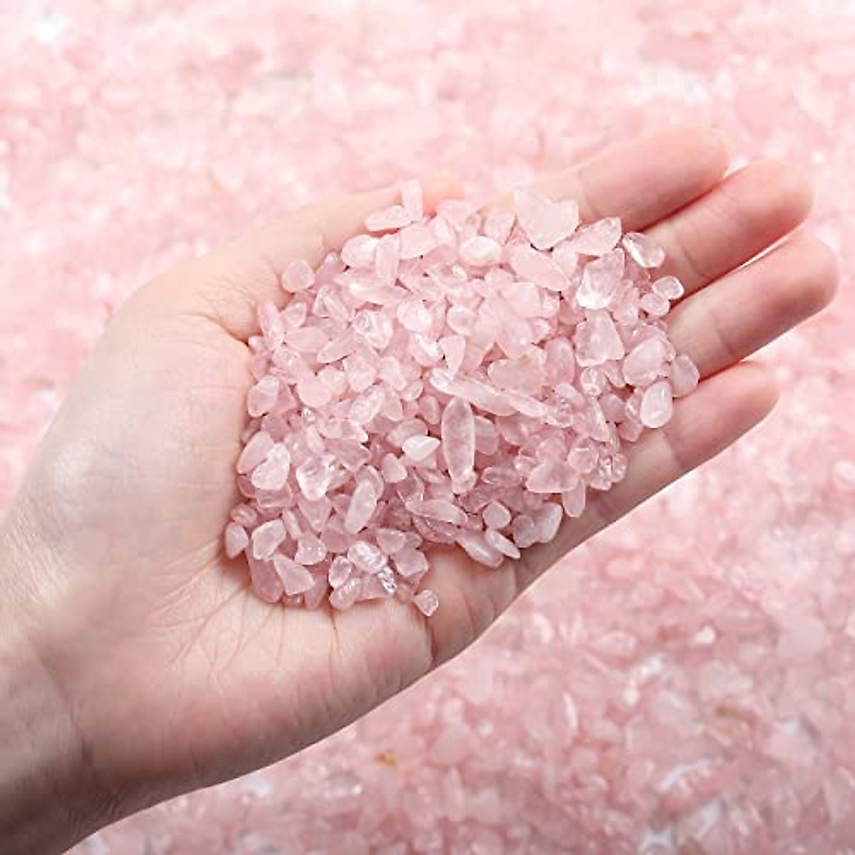 LAIDANLA Rose Quartz Crushed Stone Crystal Chips Bulk Natural Gemstones Healing Reiki Crystals Mini Quartz Vase Filler Aquarium Gravel 100g