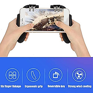 DAUERHAFT Heat Dissipation Gamepad, Push Trigger Design Mechanical Keystroke Feel Game Auxiliary Key for Phones Under 6.5inch for Mobile Phone