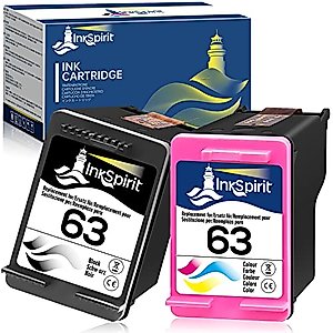 InkSpirit Remanufactured Ink Cartridge Replacement for HP Ink 63 Compatible with OfficeJet 3830 5255 5258 4650 4652 4655 Envy 4520 4512 4513 4516 DeskJet 1112 2130 3630 3632 3634 2130 2132 Printer