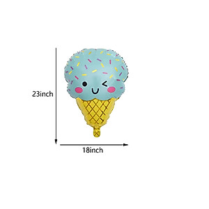 6PCS Ice Cream Foil Balloons Large Ice Cream Mylar Balloons for Ice Cream Summer Hawaii Luau Birthday Baby Shower Party Decorations Supplies
