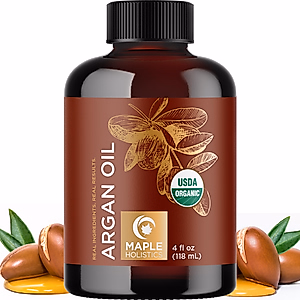 Certified Organic Argan Oil of Morocco - Organic Argan Oil for Hair Skin and Nails Cold Pressed and Unrefined - Organic Argan Oil for Face and Body Care and Organic Hair Oil for Dry Damaged Hair
