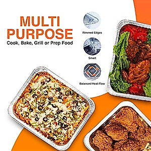 Home Stockware Thin Aluminum Pans 30 Pack - 9x13 inches Disposable Foil Pans Without Lids, Half-Size Deep Tin Foil Pans for Cooking, Baking, BBQ, Grilling, Storing, Prepping Food