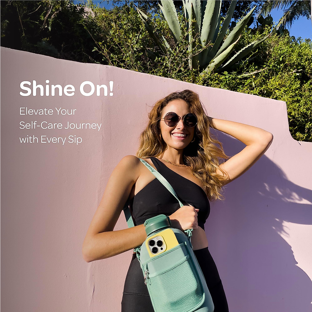 Hydracy 2.3L BPA-Free Tritan Plastic Water Bottle with Adjustable Shoulder Strap, Spill-Proof Lid, and Convenient Silicon Spout for Hydration on the Go