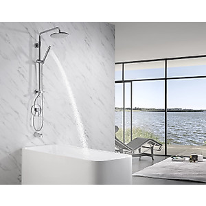 sumerain Retrofit Rain Shower Heads System with 9 Inch Shower Head 2.5GPM, Chrome Finish