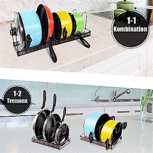 DOUBA 7 Tires Pan and Pot Lid Organizer Expandable Pan and Pot Organizer Rack Kitchen Cabinet Countertop Bakeware Lid Holder