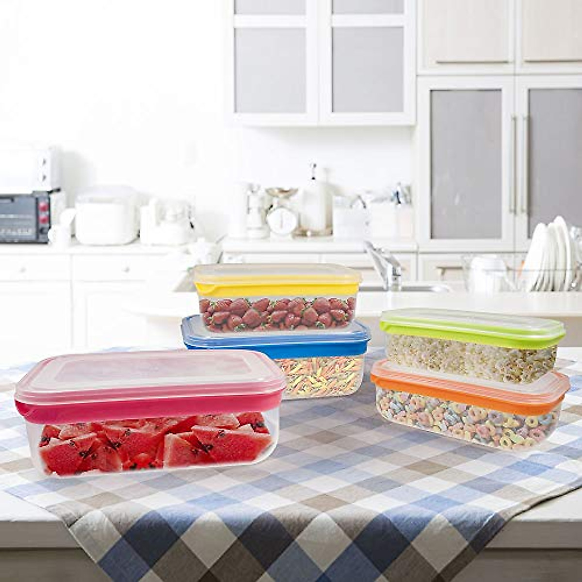 Stor-All Solutions Rectangular 10 Piece Food Storage Containers with Lids Airtight (5 Containers & 5 Lids) Plastic Meal Prep Container for Pantry Organization BPA-Free Leak-Proof Microwave Safe