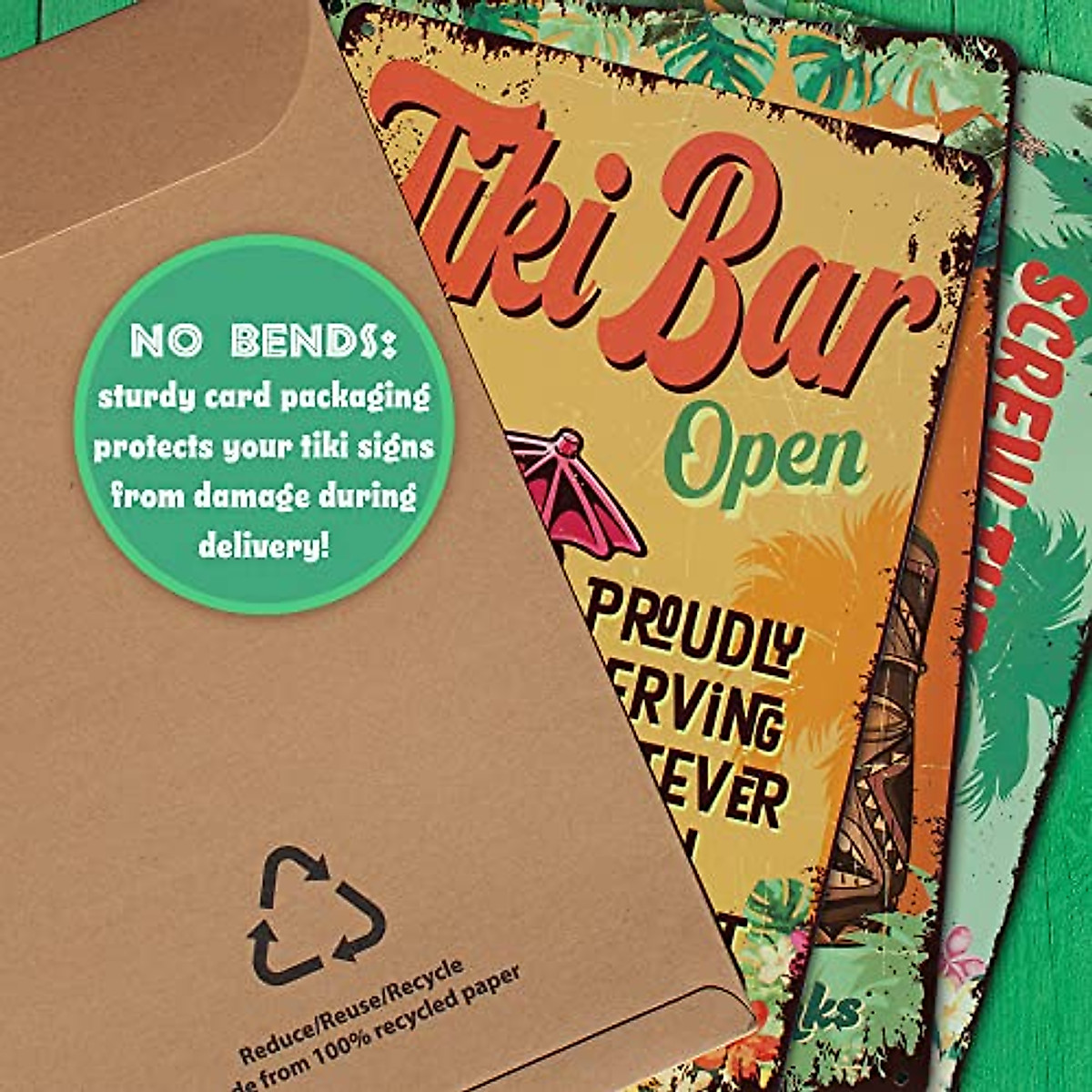 Tiki Bar Decor 3PC Set, Fun Tiki Bar Signs for Your Tiki Bar, 8" x 12 ...