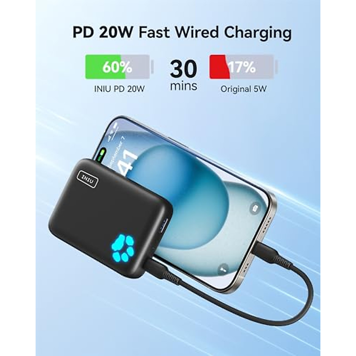 INIU for Magsafe Portable Charger, Small 10000mAh 20W PD Magnetic Power Bank, USB C in&Out Wireless Battery Pack Phone Charger, Only for iPhone 15/15 Plus/15 Pro/15 Pro Max, iPhone 14/13/12 Series