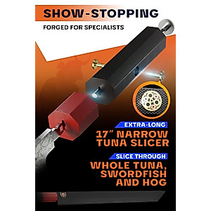 Dalstrong Slicing Tuna Knife - 17 inch Single Bevel Blade - RONIN Series - Japanese AUS-10V Damascus Kitchen Knife - Razor Sharp - Slicer - Red Rosewood Handle - w/Sheath