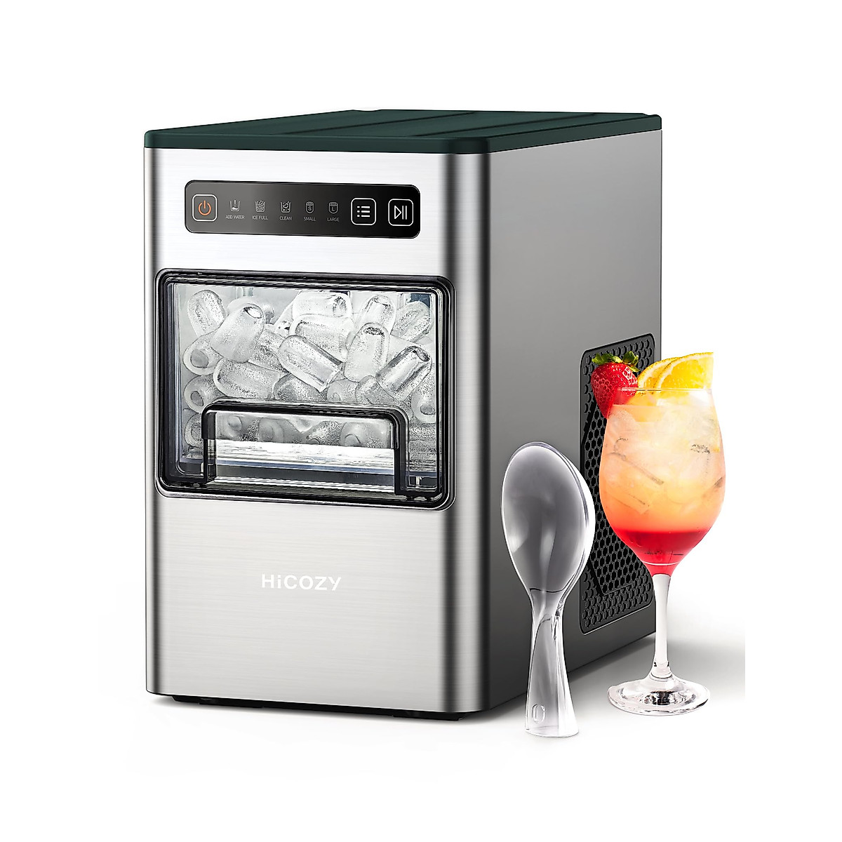 HiCOZY Countertop Ice Maker, Ice in 6 Mins, 24 lbs/Day, Portable & Compact Gift with Self-Cleaning, for Apartment/Cabinet/Kitchen/Office/Camping/RV（Gray Green）