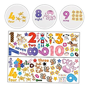 VOSAREA 3 Sets Digital Cartoon Wall Sticker Wall Decoration Classroom Wall Decals Number Wall Stickers Kindergarten Wall Sticker Trendy Room Decor Cartoon Number Design Sticker
