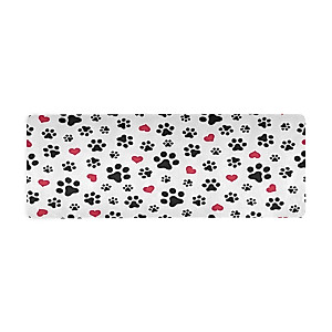 Qilmy Dog Cat Paw Print Yoga Mat | 1mm Extra Thin 71“ Long Non Slip Workout & Fitness Mat with Storage Bag for Yoga, Pilates & Floor Exercises